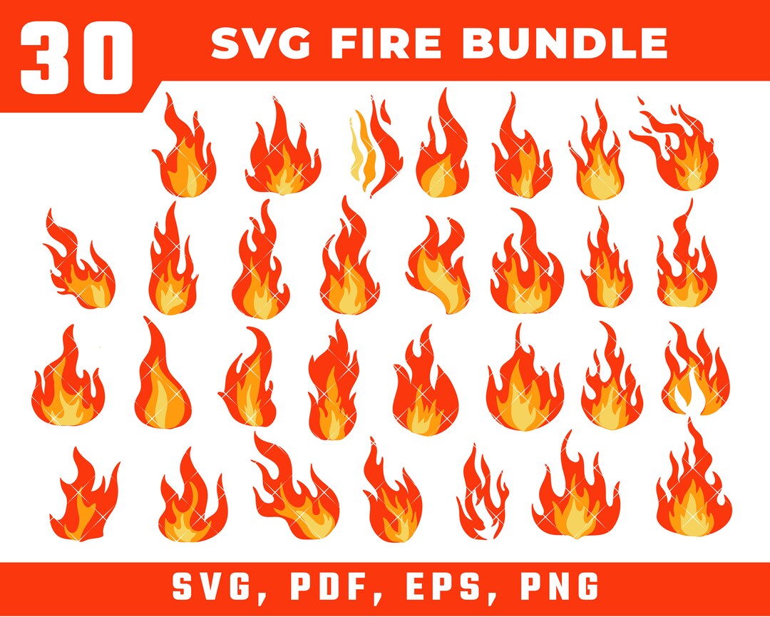 Fire Bundle Svg Fire Svgfire Clipart Fire Vector Fire - Etsy