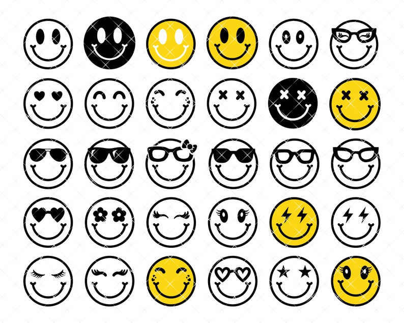 Smiley Face SVG Bundle: Groovy Emoji Graphics (digital Download) - Etsy ...