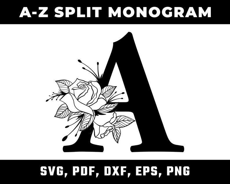 Split Monogram SVG PNG Split Monogram Frame Alphabet Digital - Etsy