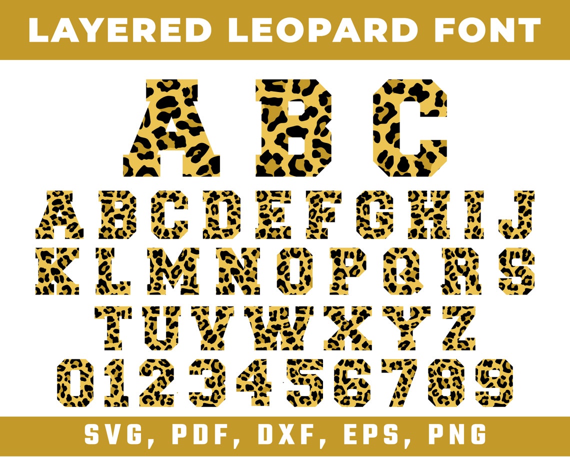Leopard Font SVG Leopard font for cricut leopard font png | Etsy