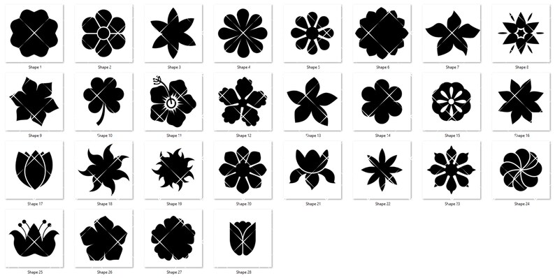 SVG Flower Shapes 28 Vector Flowers SVG Flower Templates | Etsy