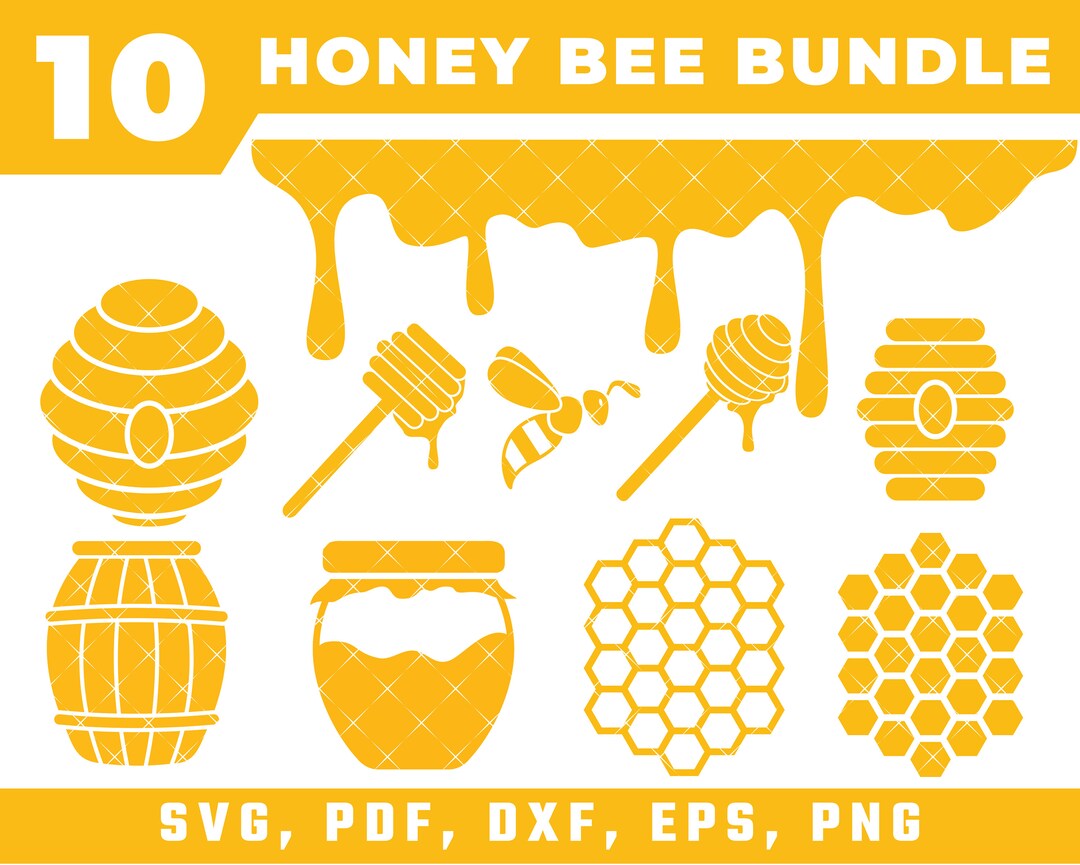 Honey Bee SVG Bundle: Honeycomb, Drips, Hive Clipart (digital Download ...