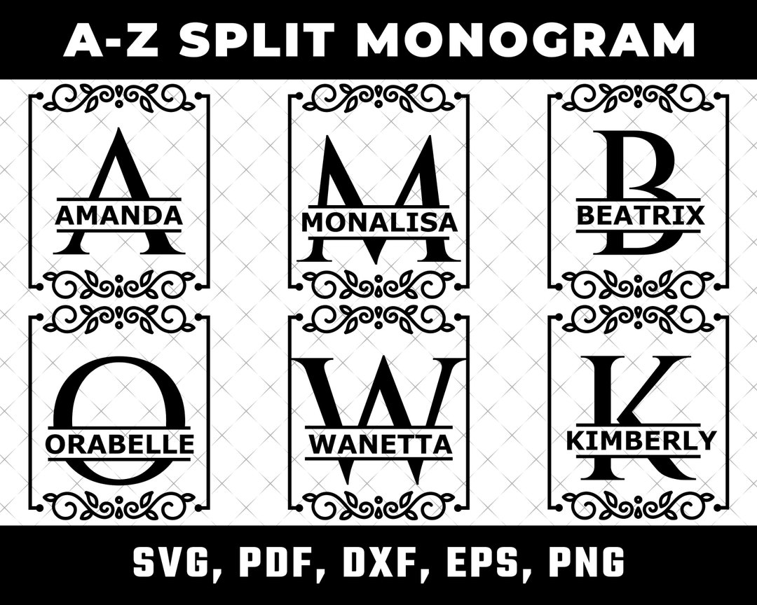 SVG Monogram /PNG Alphabet, Fancy Monogram Alphabet, Digital Download ...