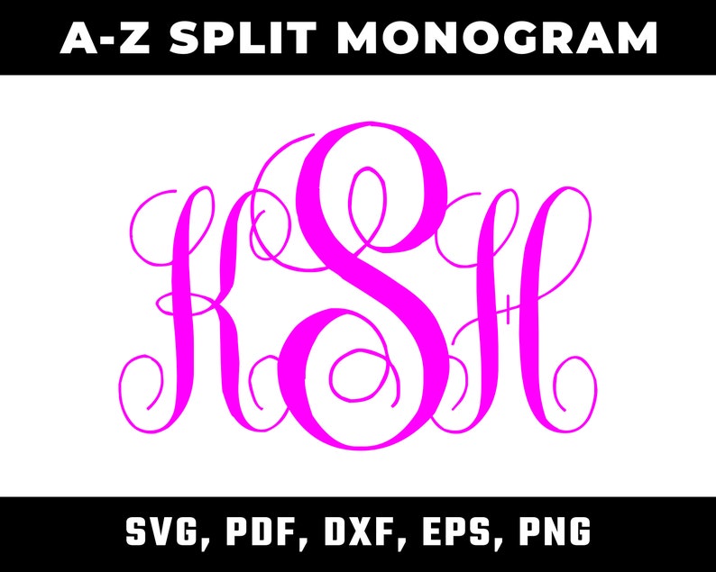 Split Monogram SVG PNG Split Monogram Frame Alphabet Digital - Etsy