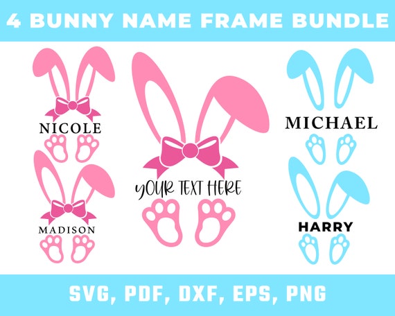 Bunny Name Frame SVG Easter SVG Bunny Ears SVG Digital - Etsy
