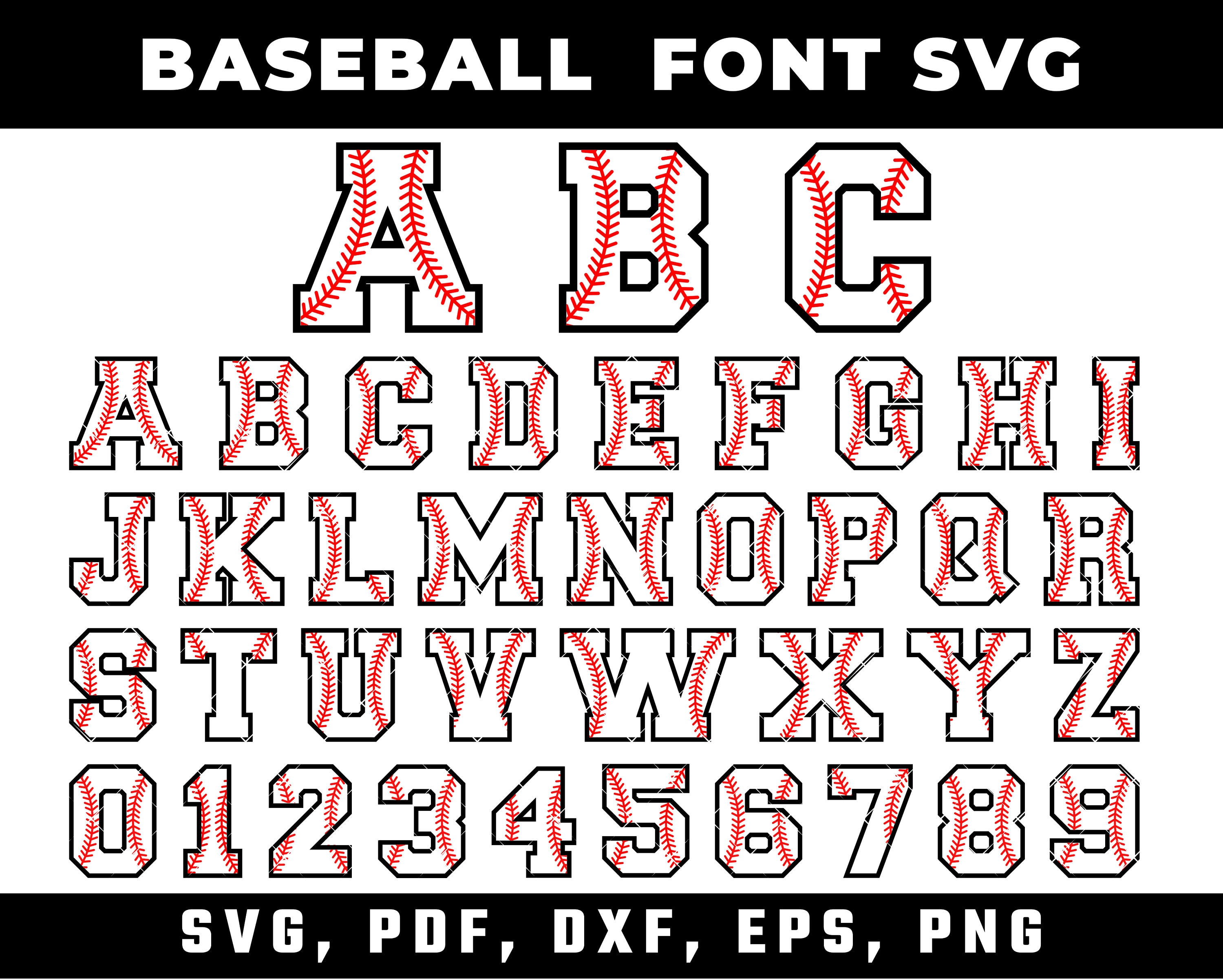 Baseball Font Svg Baseball Alphabet With Stitches Baseball - Etsy