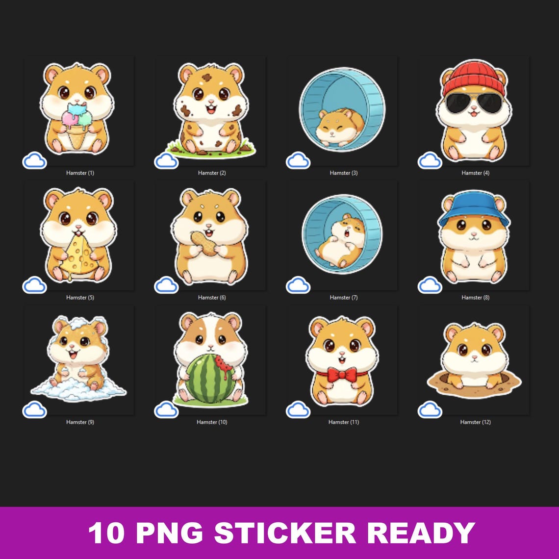 Kawaii Hamster PNG Bundle | Hammy Clipart Set | Cartoon Characters ...