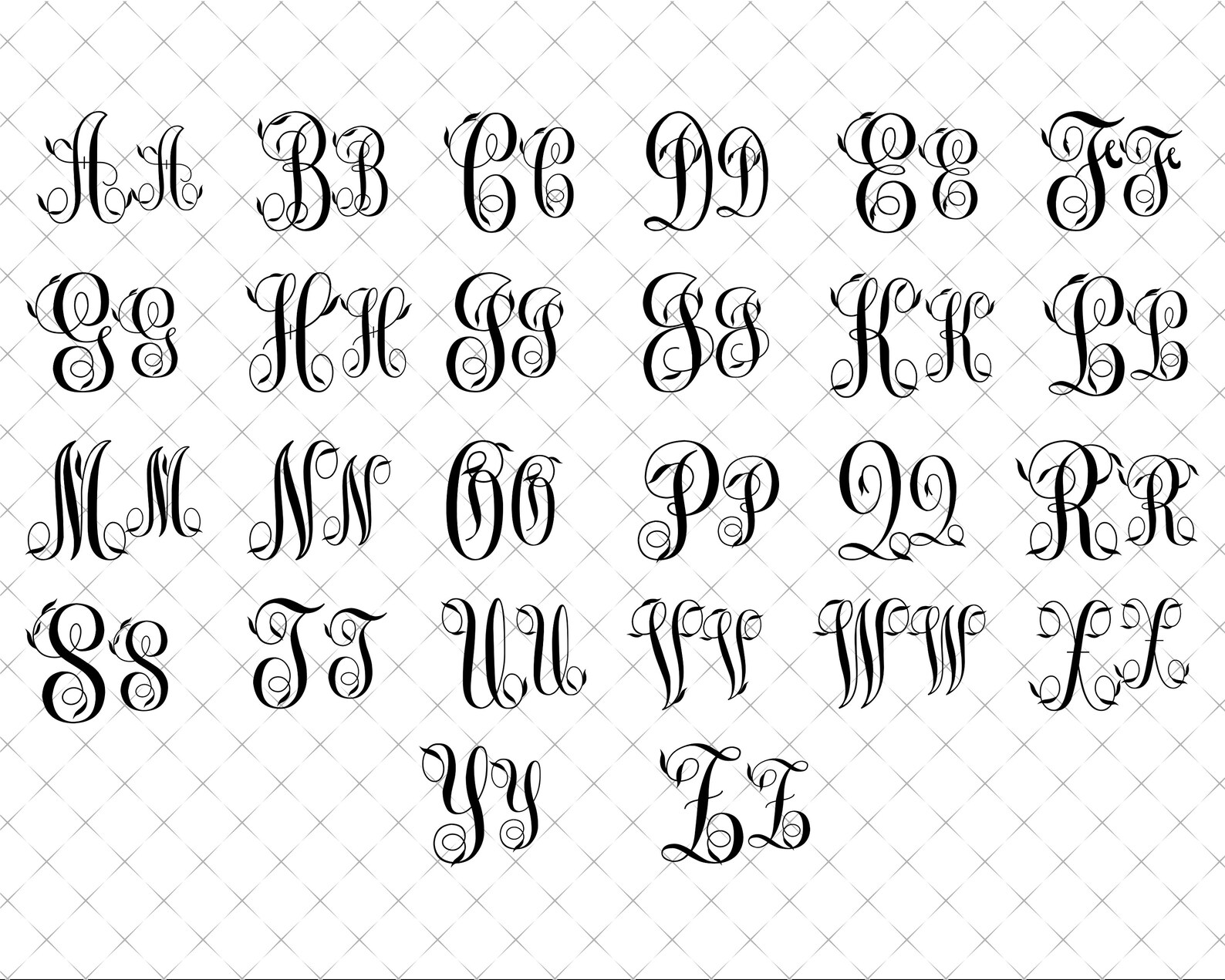 SVG Monogram /PNG Alphabet Fancy Monogram Alphabet Digital - Etsy