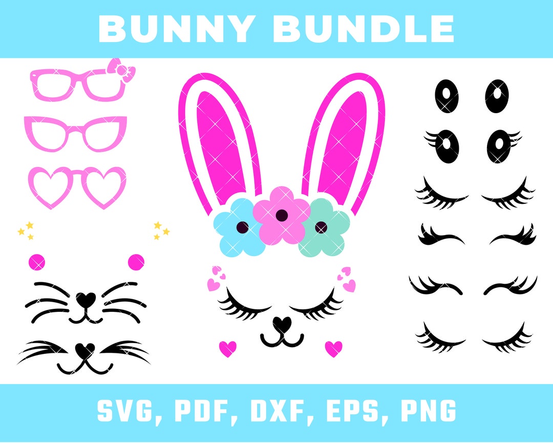 Bunny Face Svg Easter Svg Easter Bunny Svg Bunny Face Set Easter Bunny ...