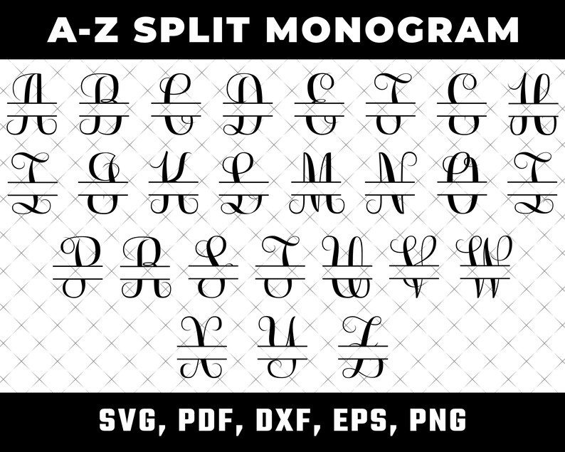Split Monogram SVG PNG Split Monogram Frame Alphabet Digital | Etsy