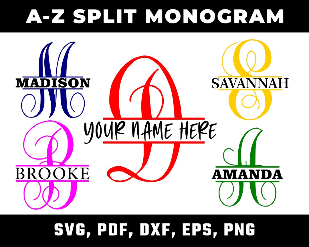 Split Monogram SVG PNG, Split Monogram Frame Alphabet, Digital Download ...