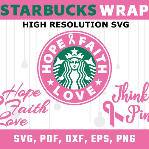 Sunflower Pink Ribbon Starbucks Cup Svg Breast Cancer - Etsy