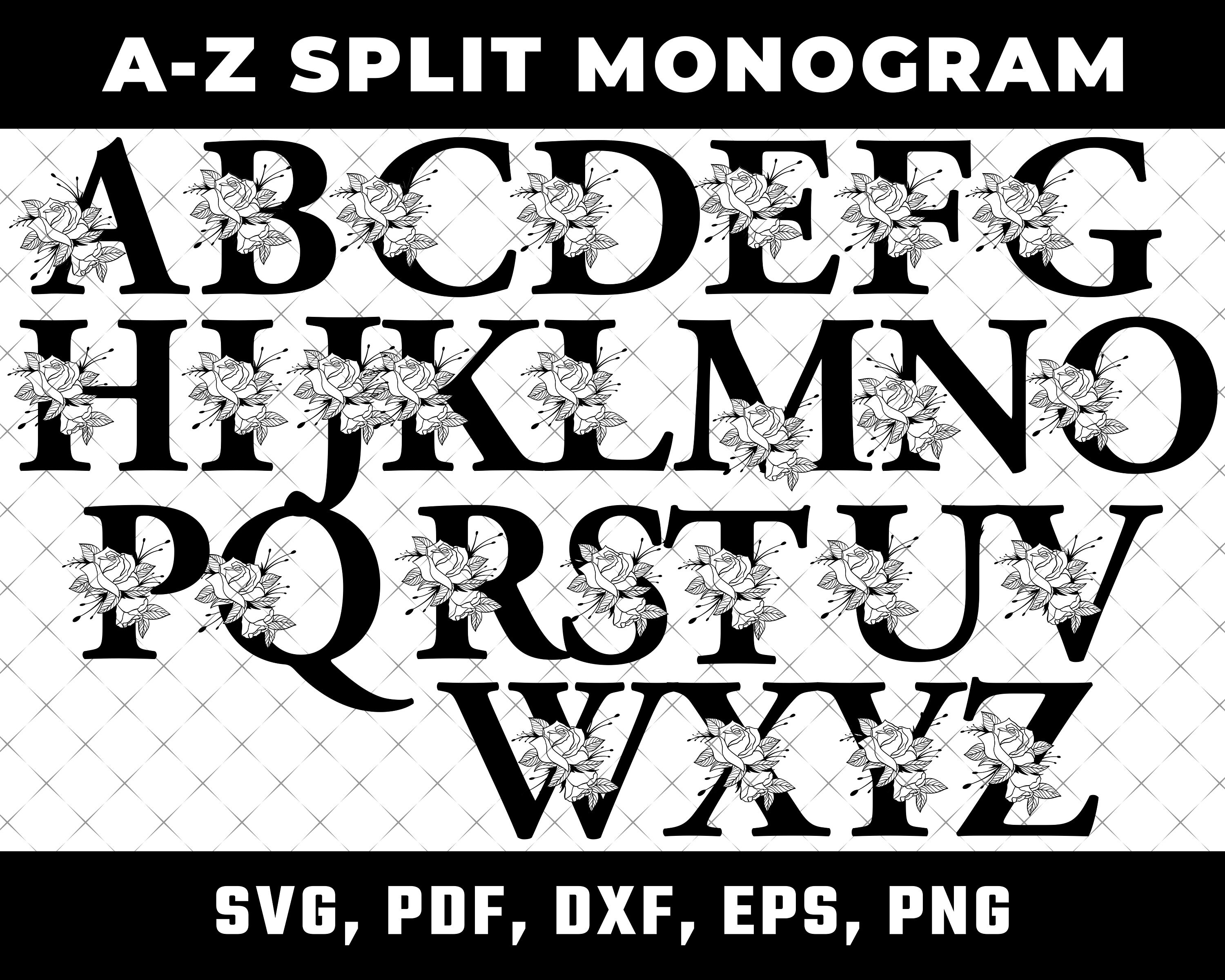 Split Monogram SVG PNG Split Monogram Frame Alphabet Digital - Etsy