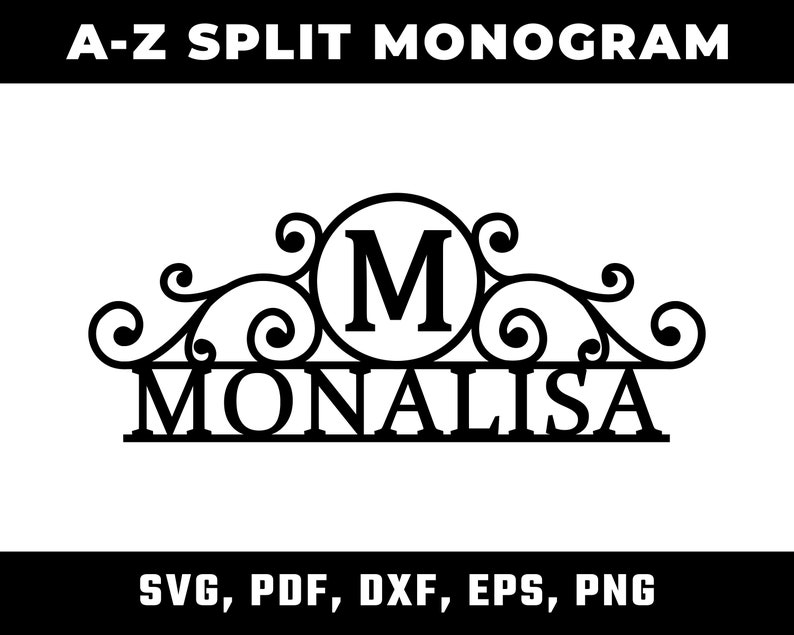 Split Monogram SVG PNG Split Monogram Frame Alphabet Digital | Etsy