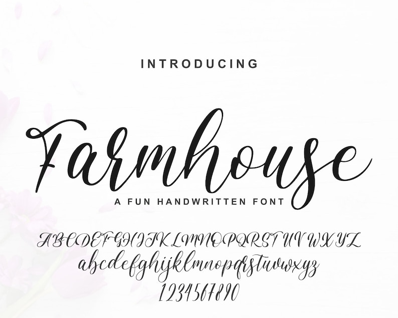 Handwritten Farmhouse Script Font: Cursive Alphabet (digital Download ...