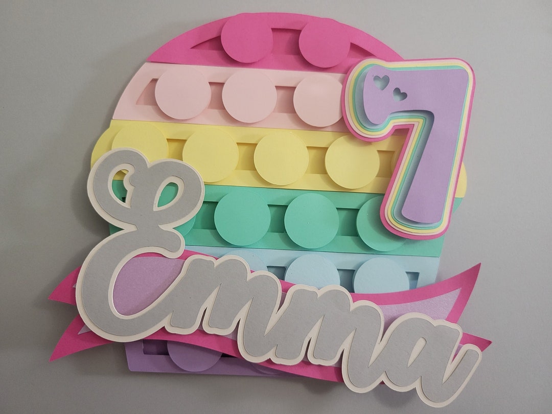 Rainbow Cupcake Pop It Cake Topper/ 3d Cake Topper/ Personalized ...