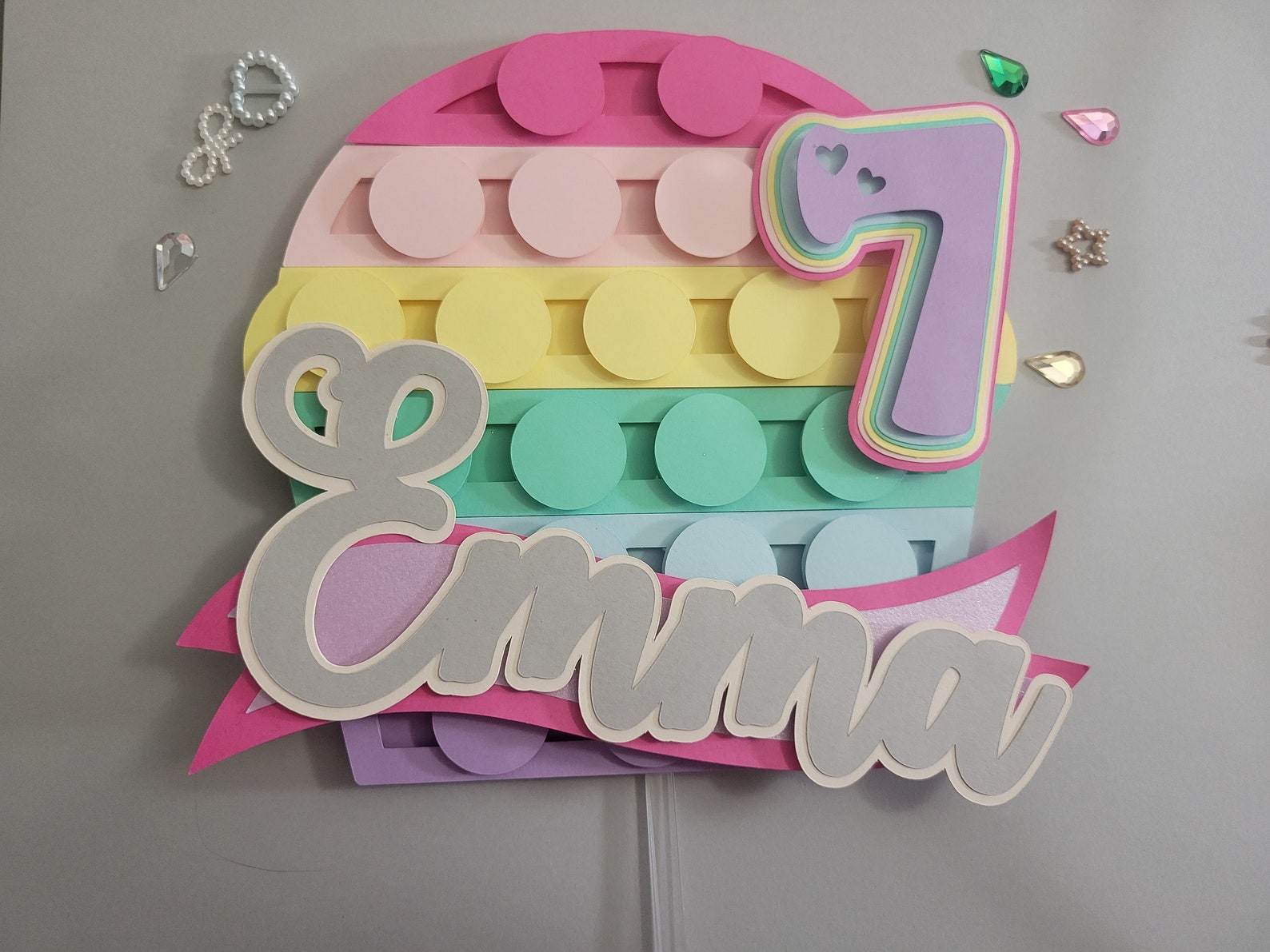 Rainbow Cupcake Pop It Cake Topper/ 3d Cake Topper/ Personalized ...