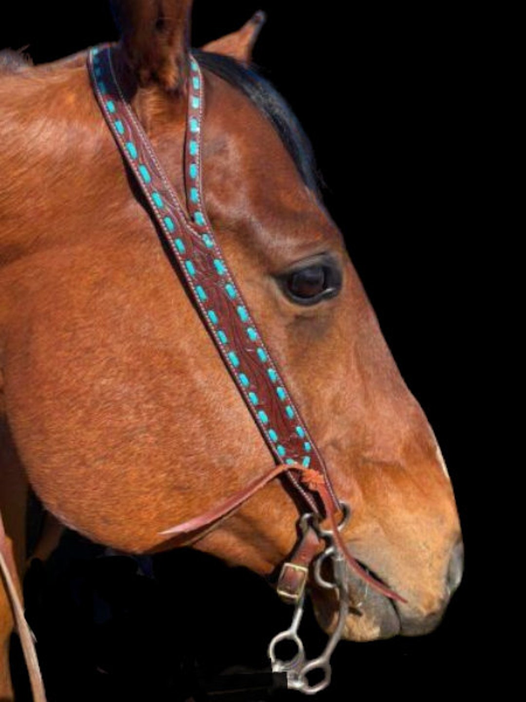 Belt Style Turquoise Buckstitch Split Ear Headstall Activeleather ...