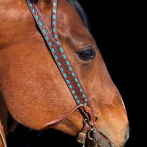 Belt Style Turquoise Buckstitch Split Ear Headstall - Leather Bridle ...