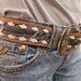 Leather Belt - Silver Feather Western Belt With Intricate Buckstitch ...