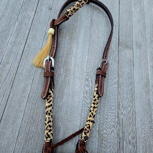 Cheetah Sliding One Ear Headstall- Cheetah Print Beaded Bridle - Etsy