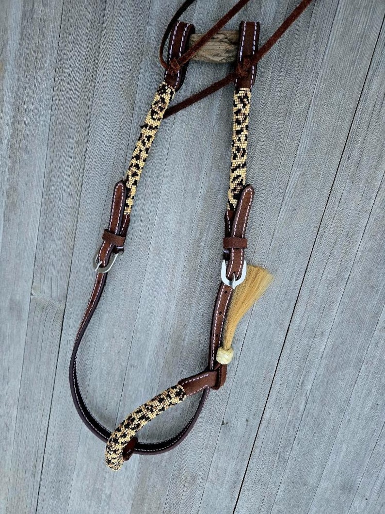 Cheetah Sliding One Ear Headstall- Cheetah Print Beaded Bridle - Etsy