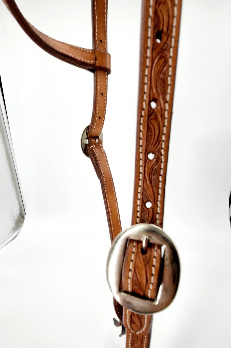 Cowpuncher Sliding One Ear Headstall With Tooling - Etsy