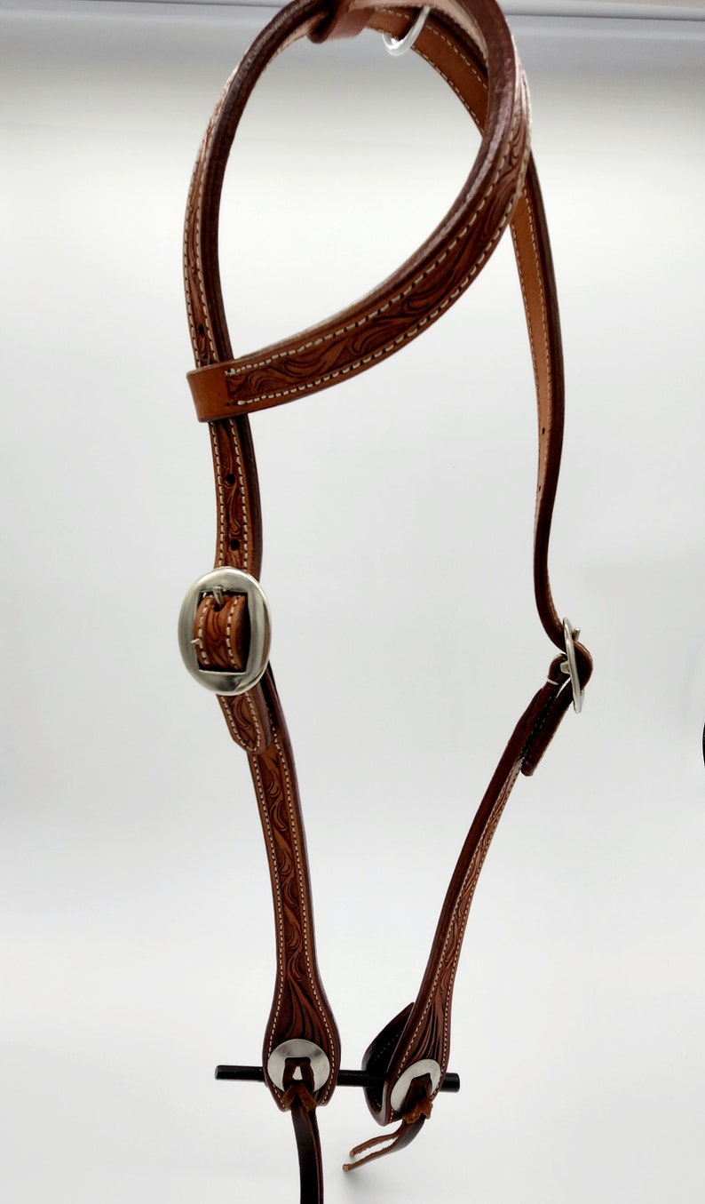 Cowpuncher Sliding One Ear Headstall With Tooling - Etsy