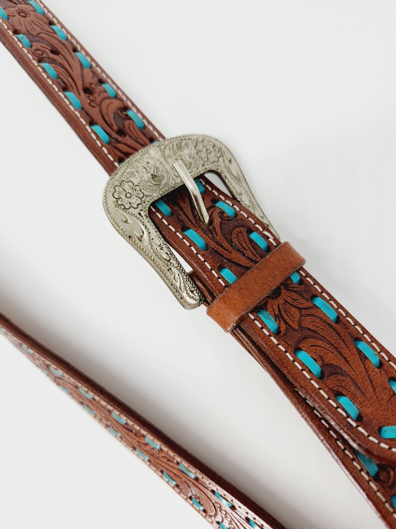 Turquoise Belt Style Split Ear Headstall With Tooling Split - Etsy