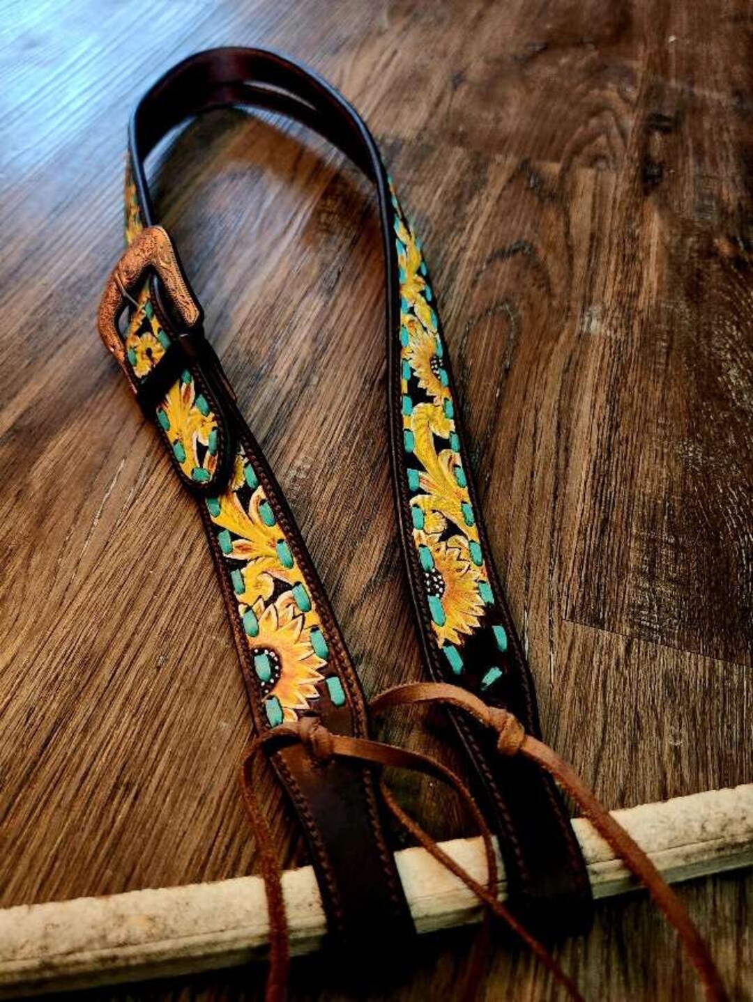 Belt Style Split Ear Headstall Turquoise Sunflower - Etsy