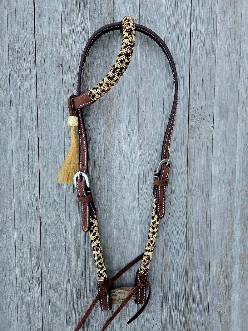 Cheetah Sliding One Ear Headstall- Cheetah Print Beaded Bridle - Etsy