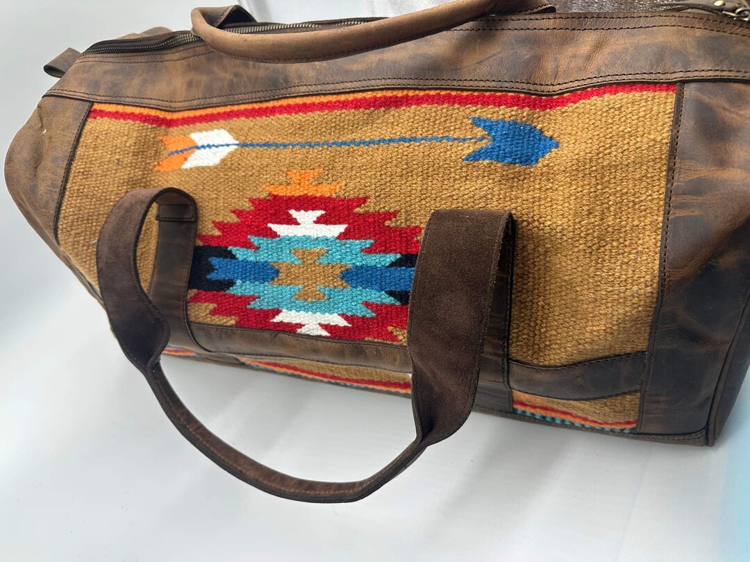 Tequila Sunrise Leather Bag, Aztec Active, Saddle Blanket Bag, Travel ...