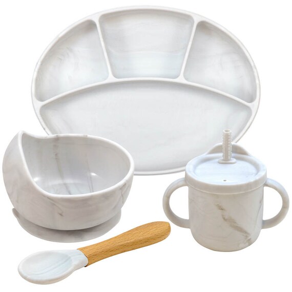 Silicone Baby Dinnerware Set L Four Compartment Plate Design L Baby Weaning Set L Suction Bowl Plate Beaker and Spoon L Feeding Set Etsy UK