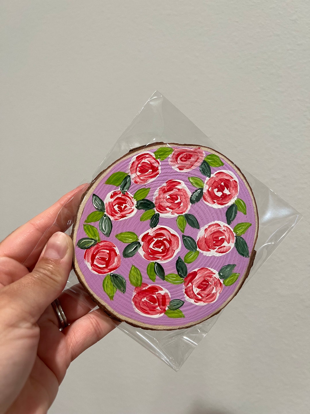 Custom Hand Painted Floral Coasters (singles) - Etsy