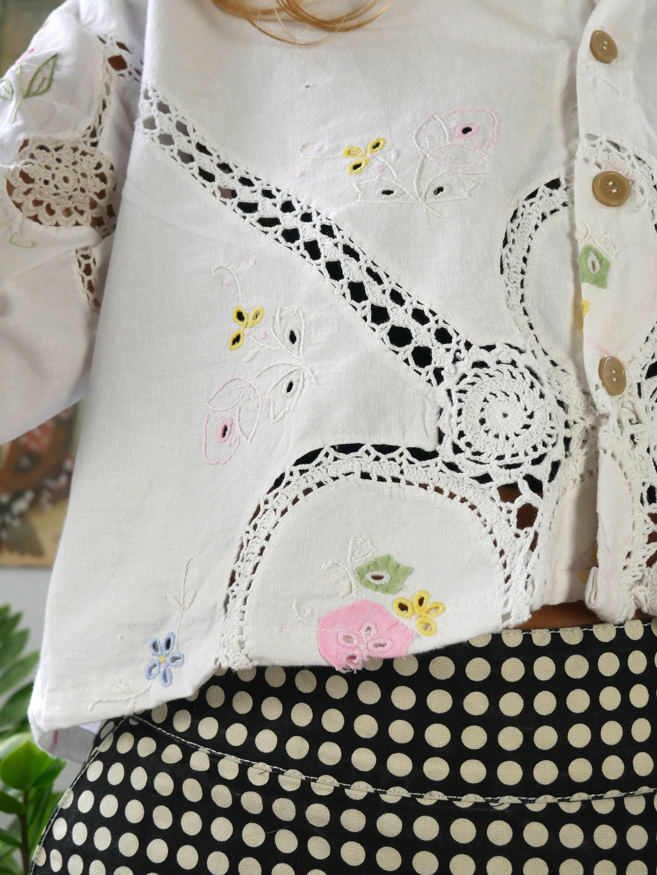 This Unique Embroidered Blouse is Handmade From Recycled Linen Doily - Etsy