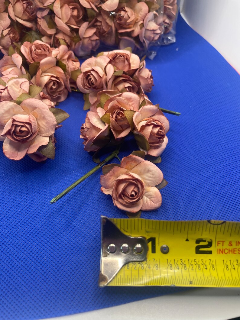 24 Small Rose Color Paper Flowers, Use for Giftwrapping, Favors ...