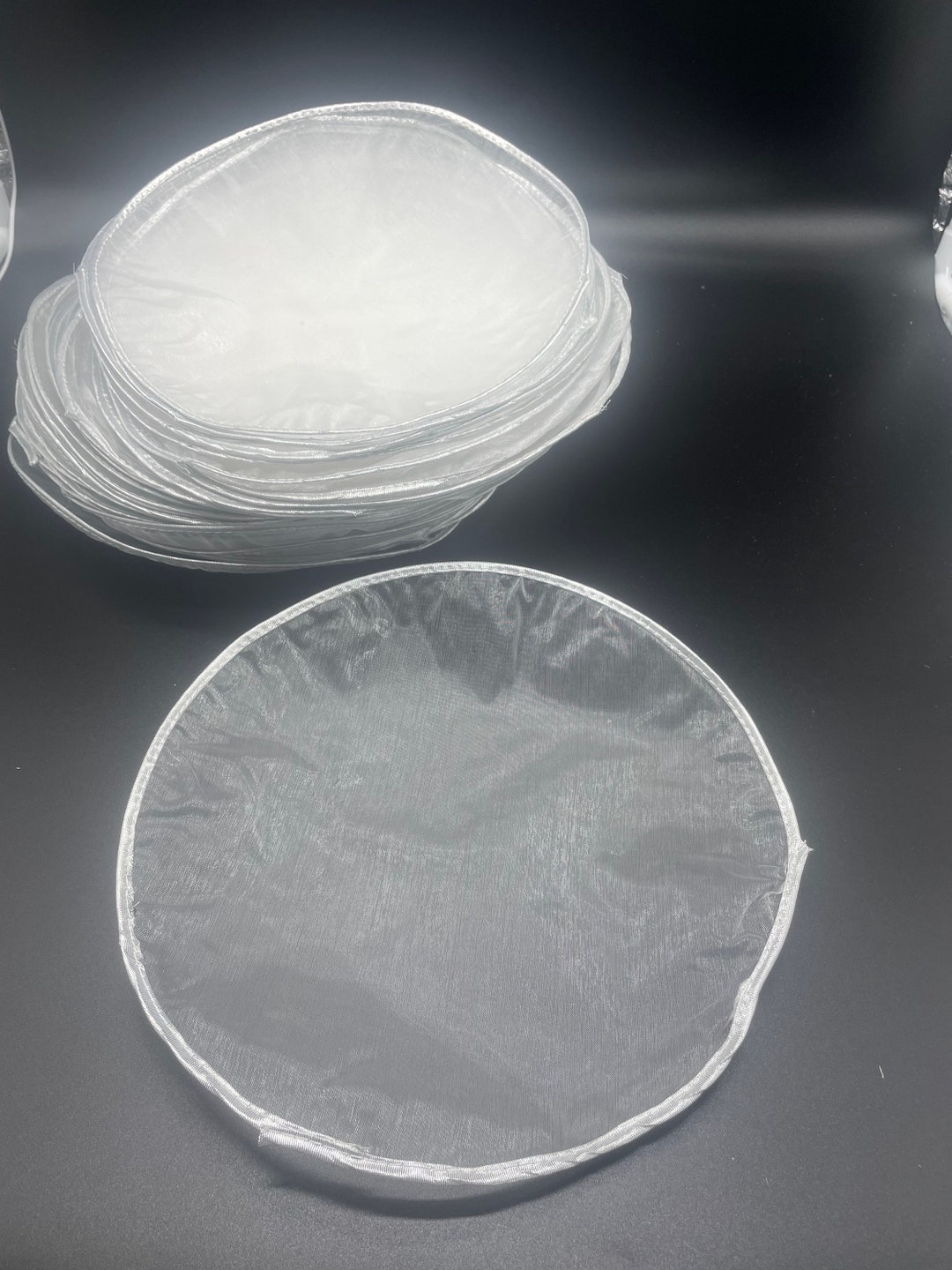 9 " Silver Edged Tulle Circles, 25 Pieces Tulle for Wrapping Favors ...