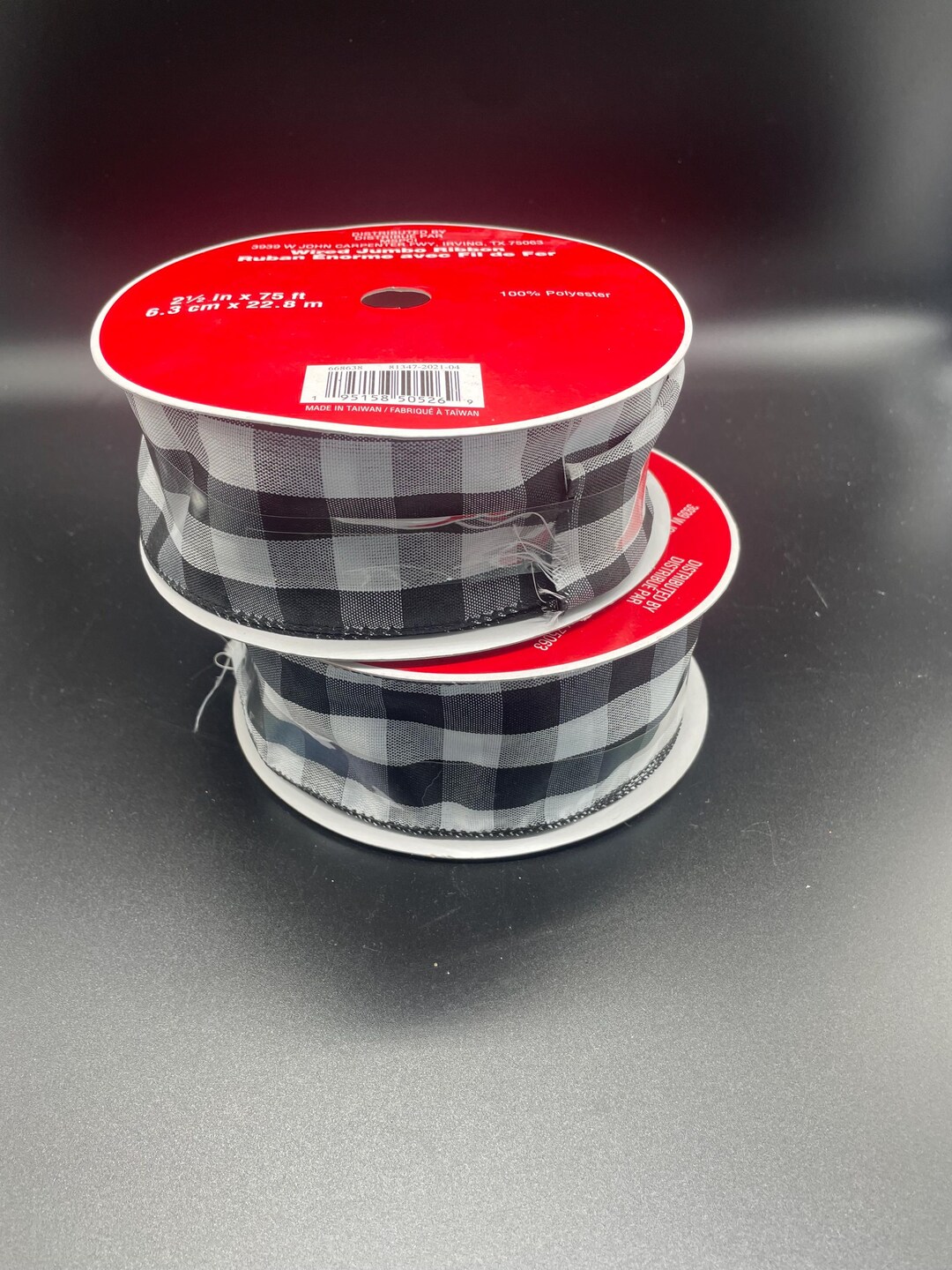 Checkered Black and White Wired Ribbon, 2.5 Inch, 75 Ft Jumbo Roll - Etsy