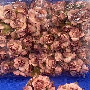 24 Small Rose Color Paper Flowers, Use for Giftwrapping, Favors ...
