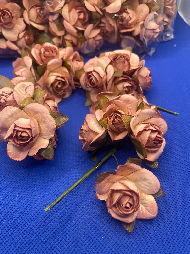 24 Small Rose Color Paper Flowers, Use for Giftwrapping, Favors ...