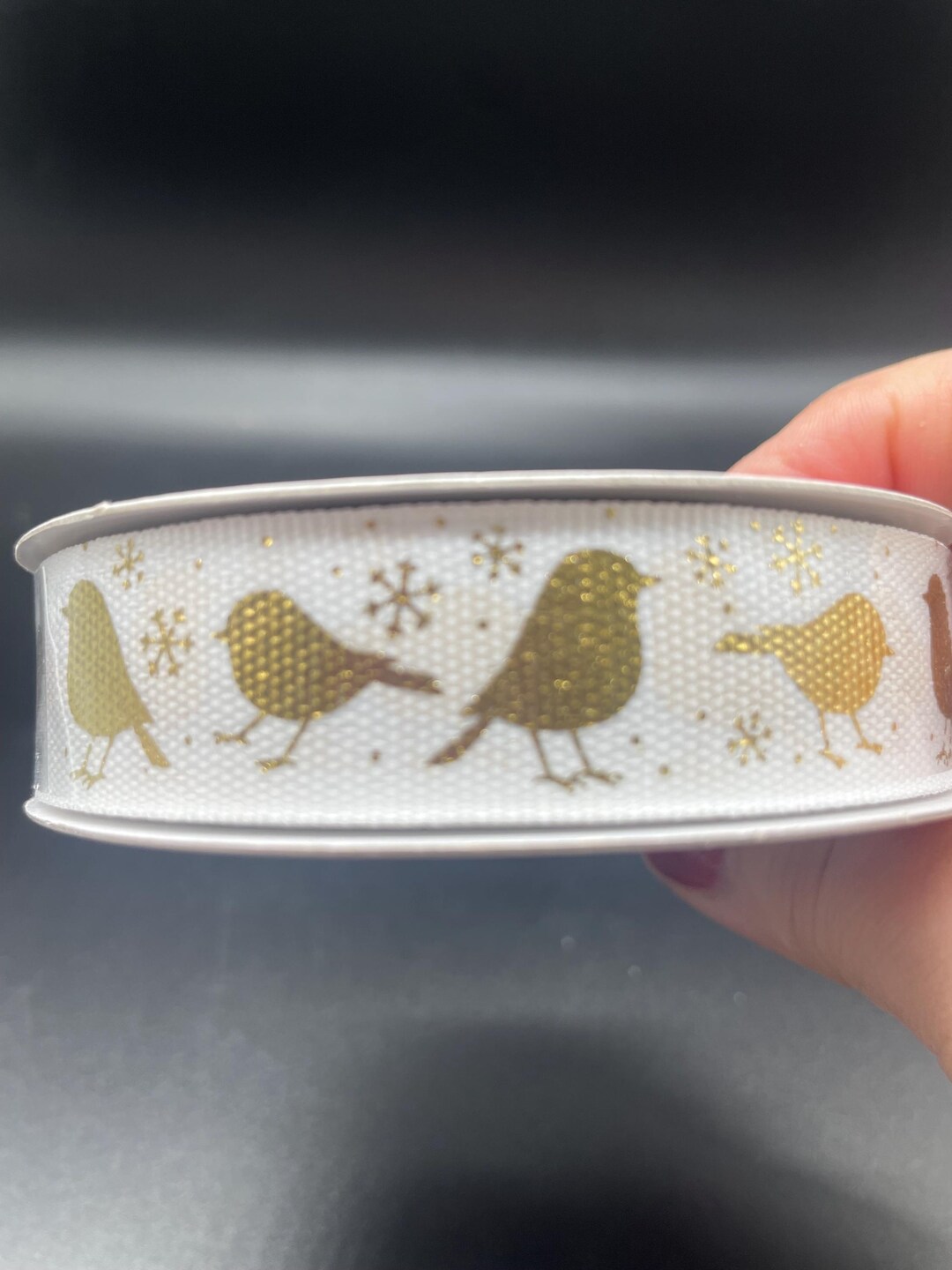 Celebrate It Ribbon, Gold Partridge on White Ribbon, 7/8" X 24', You ...