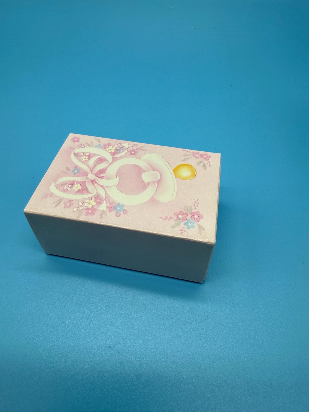 Baby Favor Boxes, White & Pink Boxes Featuring a Bib and a Pacifier ...