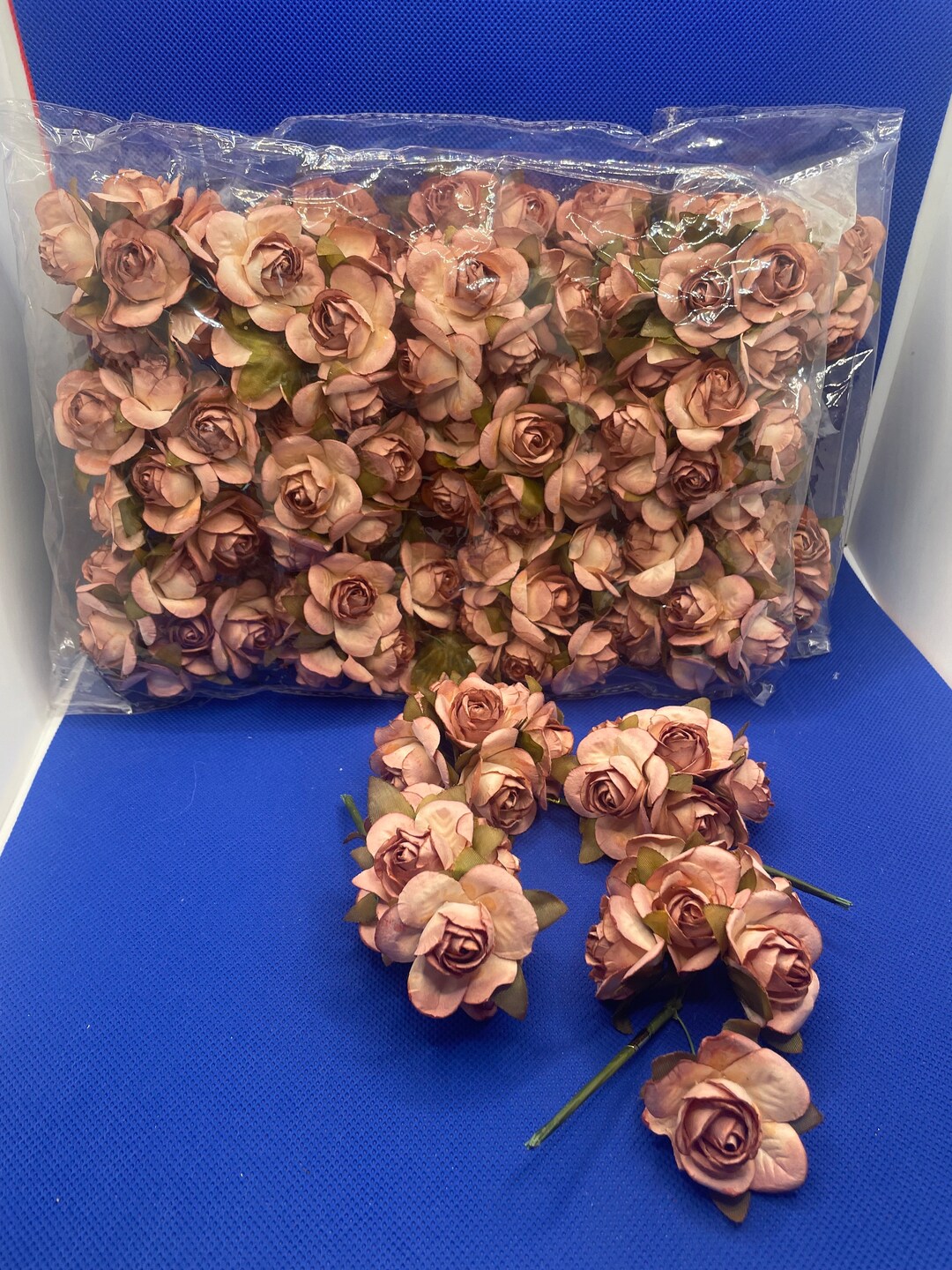 24 Small Rose Color Paper Flowers, Use for Giftwrapping, Favors ...