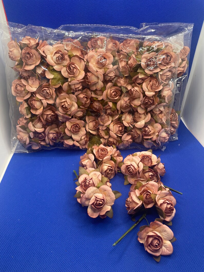 24 Small Rose Color Paper Flowers, Use for Giftwrapping, Favors ...