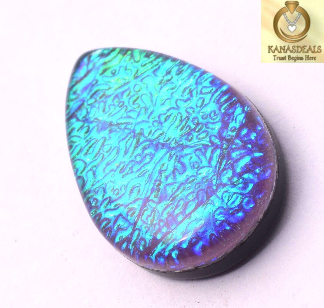 23.40 Cts Brilliant Cut Dichroic Glass Gemstone/ Blue Dichroic Glass ...