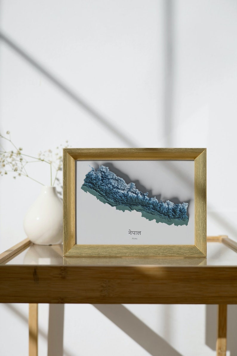Nepal Relief Map Printable Decor - Etsy