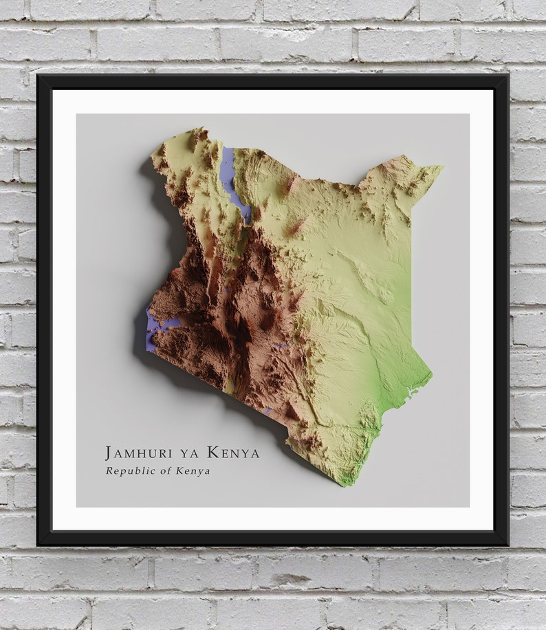 Kenya Relief Map | Printable Decor - Etsy