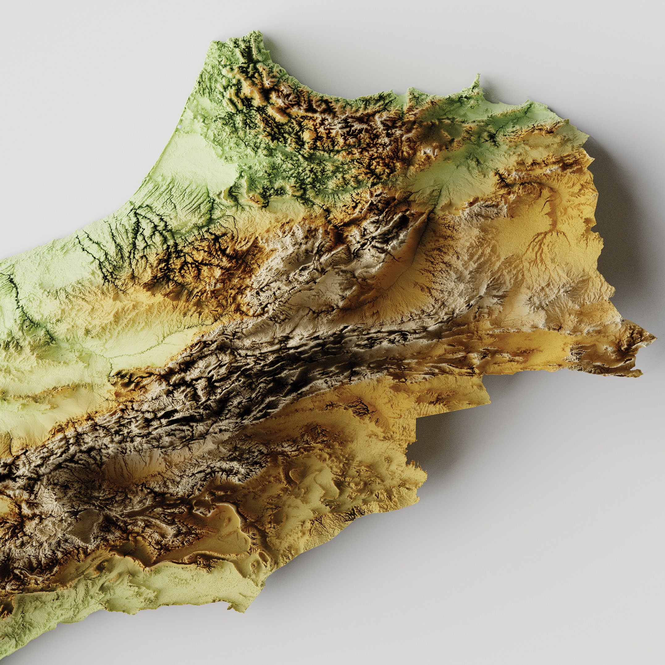 Morocco Relief Map | Printable Decor - Etsy