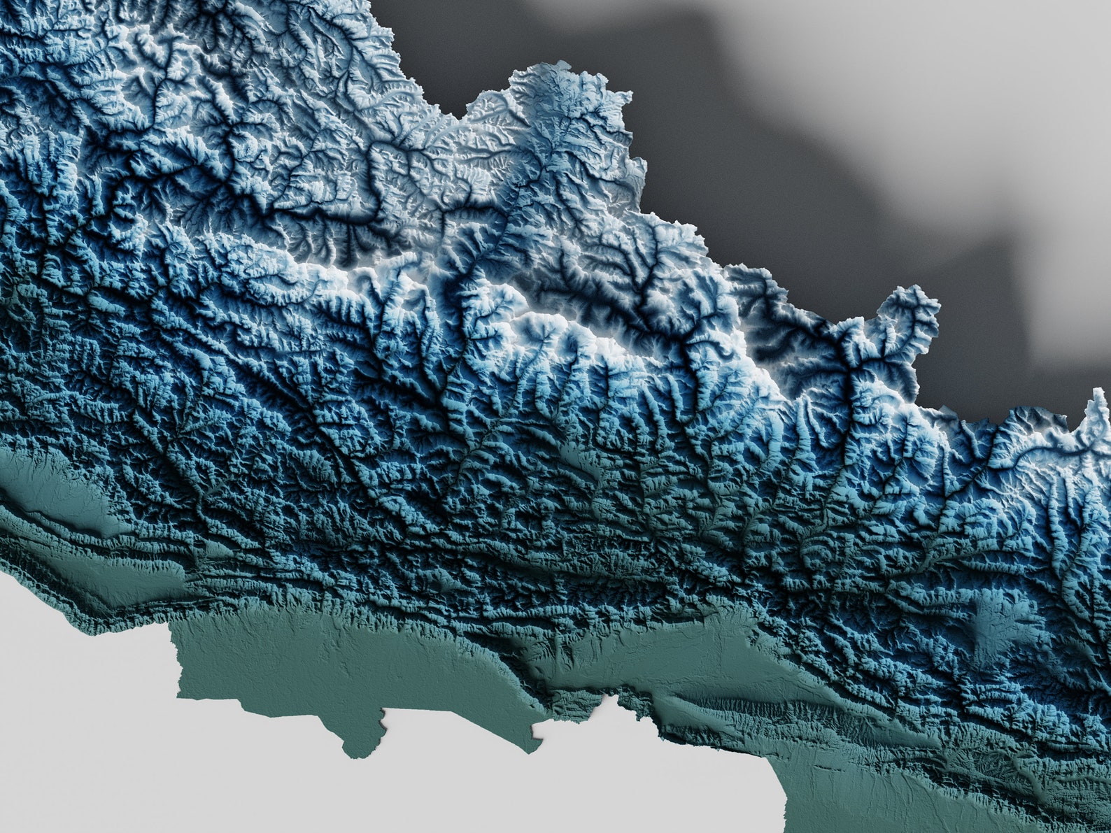 Nepal Relief Map Printable Decor - Etsy