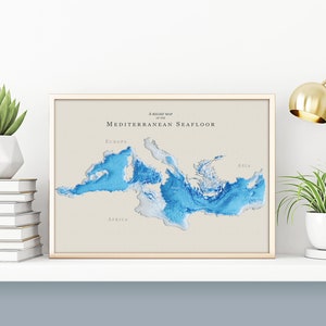 Mediterranean Seafloor Map | Printable Decor - Etsy